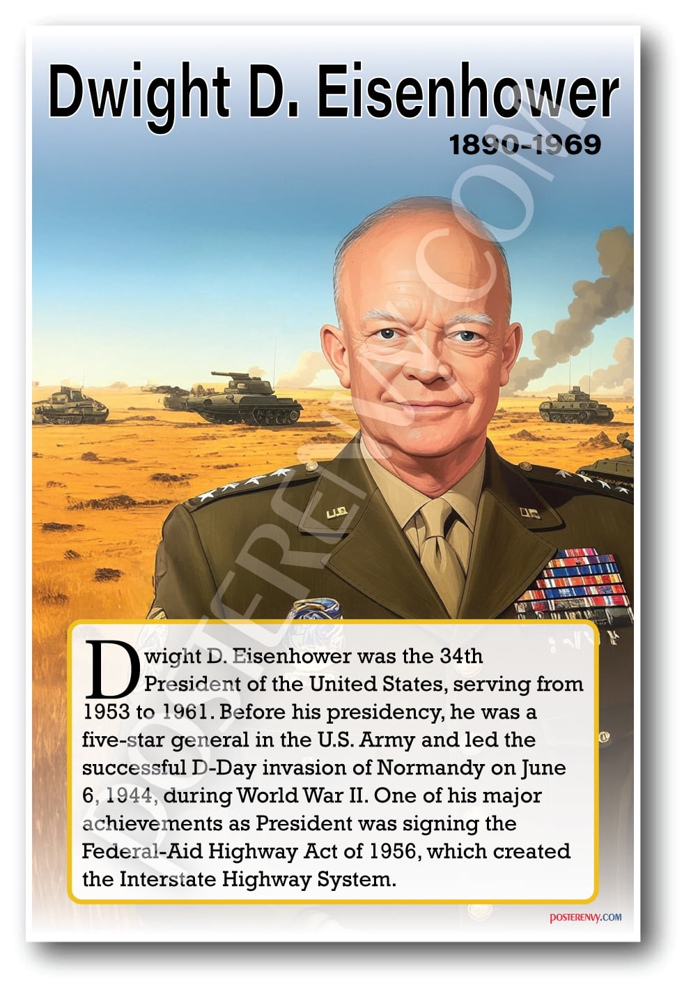 Dwight D Eisenhower - WWII General & President - Biography Poster 18 x ...