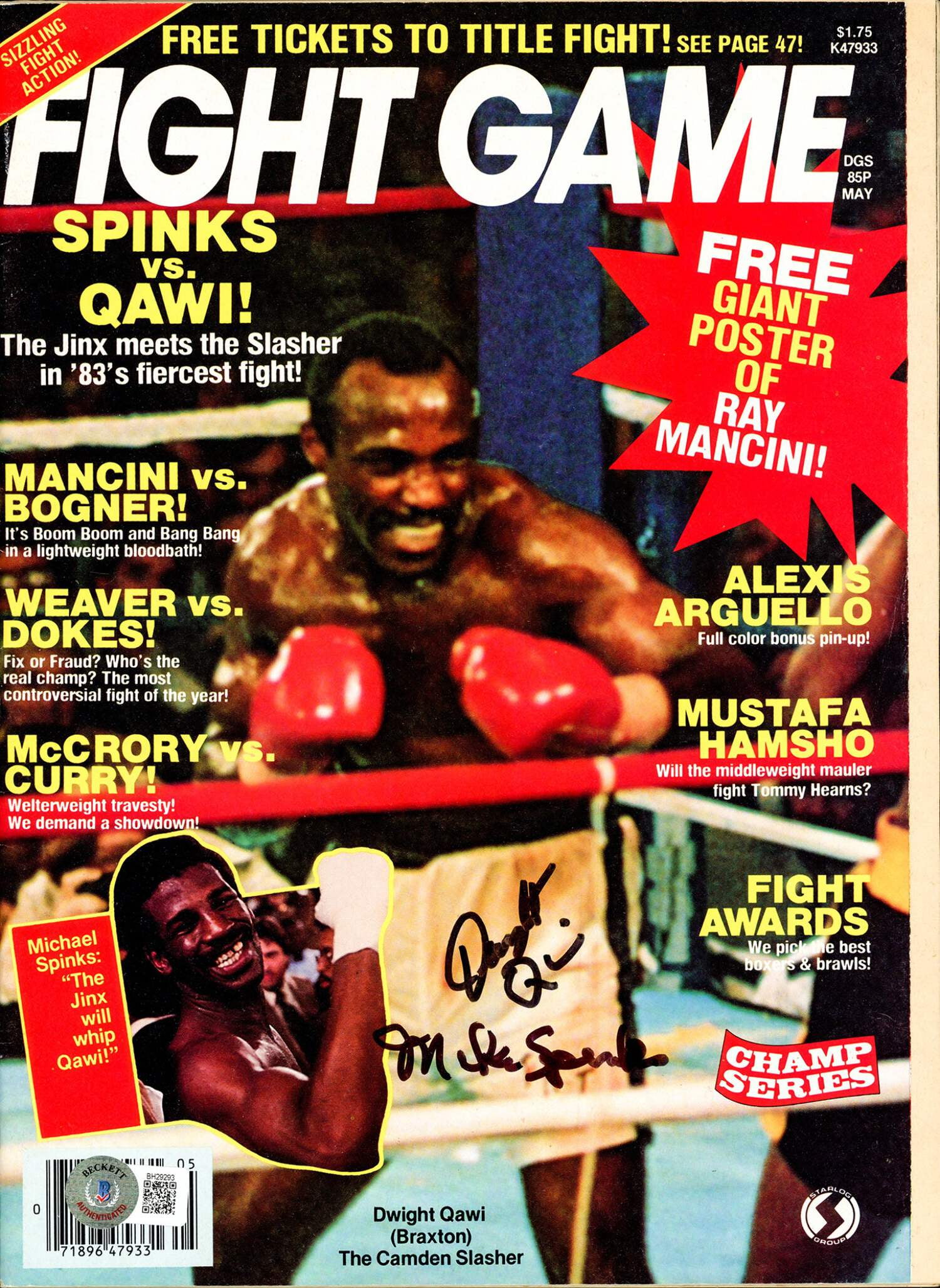 Dwight Muhammad Qawi Braxton Michael Spinks Autographed Fight Game ...
