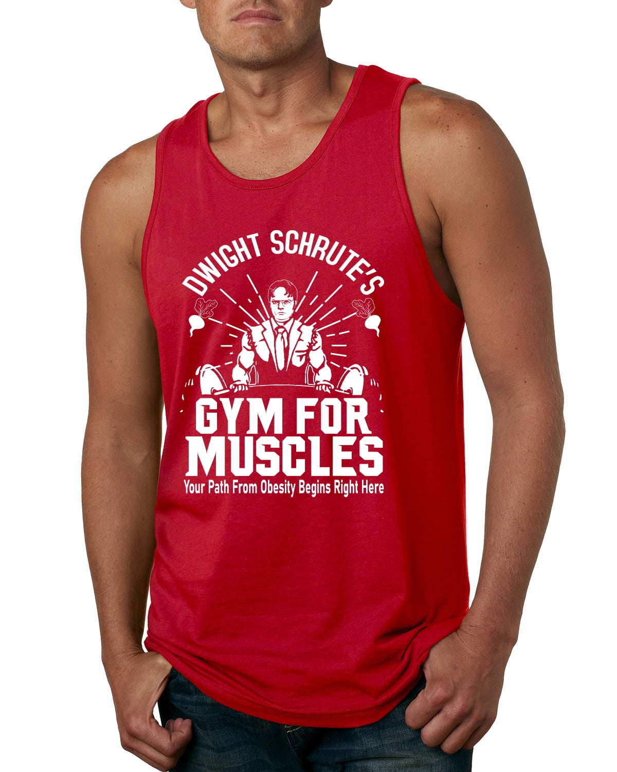 Dwight Schrute's Gym for Muscles Pop Culture Mens Graphic Tank Top, Red ...