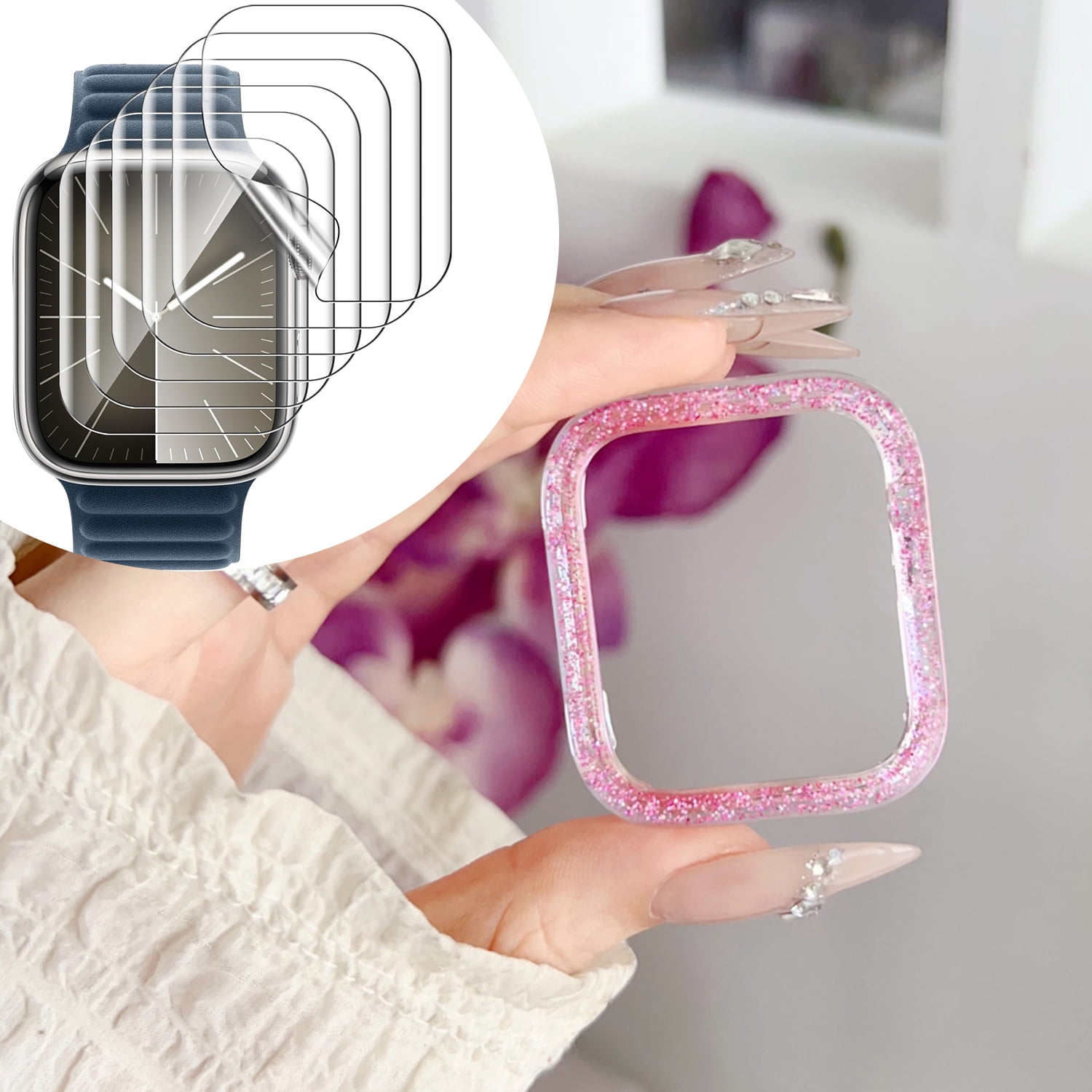 Dwitch 1 Pack Bling Glitter PC Face Case Bumper Cover for Apple iWatch ...