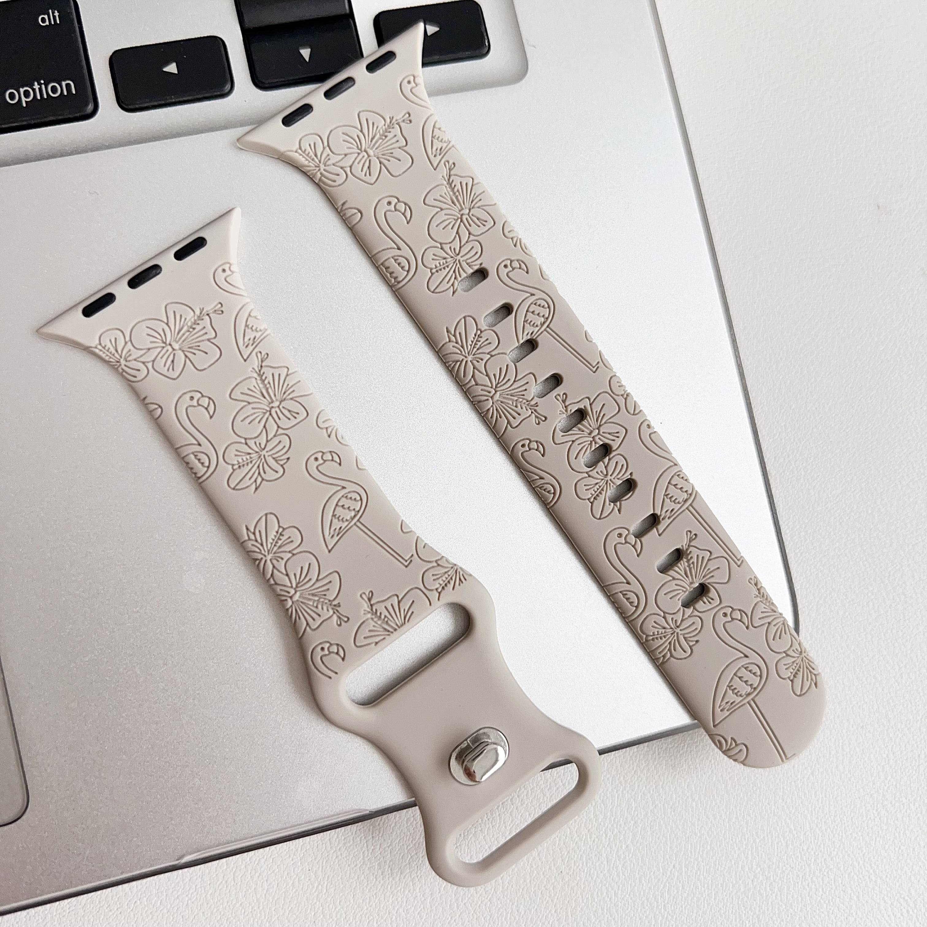 Dwitch Floral Engraved Silicone Bands Fit for Apple Watch Series Ultra ...