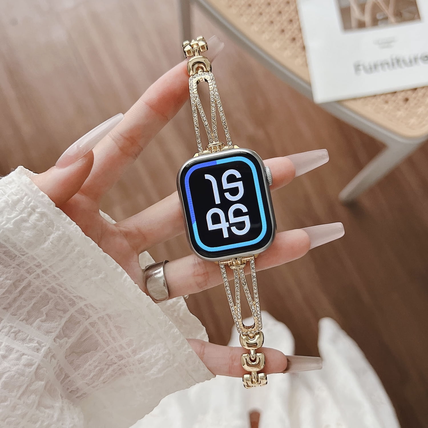 Dwitch Thin Bling Metal Band Compatible for Apple Watch Series 10 42mm ...