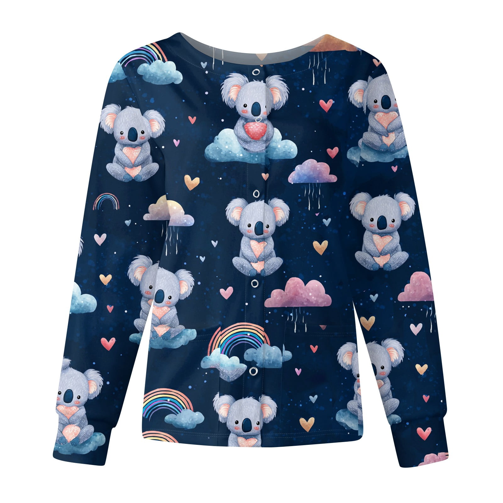 Dwralegc Blue Scrub Jacket for Woman Long Sleeve Snap Front Warm up ...