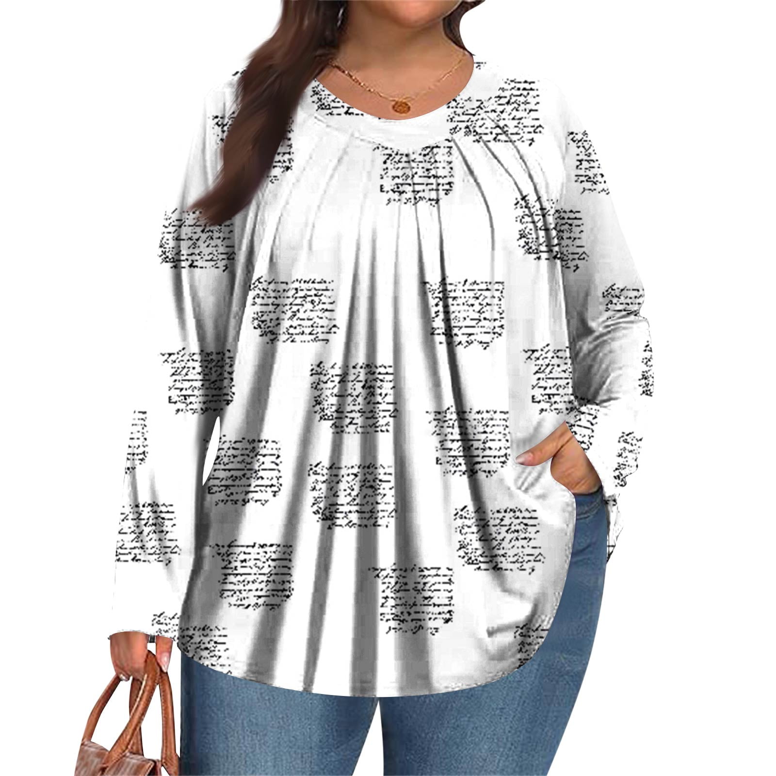 Dwralegc Boho Tops for Women 2025 Long Sleeves Crew Neck T Shirts ...