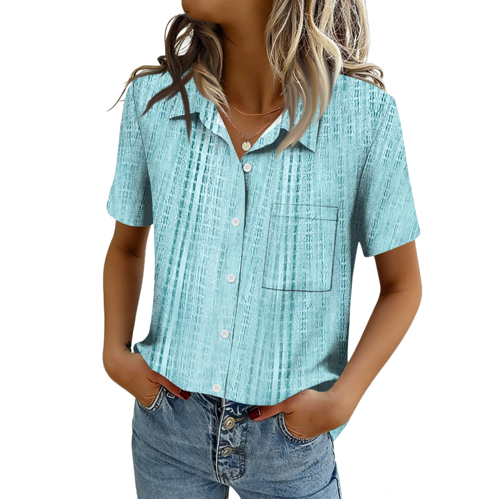 Dwralegc Business Casual Tops for Women V Neck Button Down Shirt Work ...