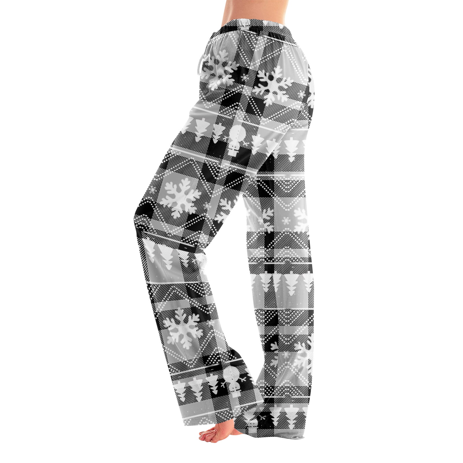 Dwralegc Christmas Pajama Pants Women Matching Snowflake Printed ...