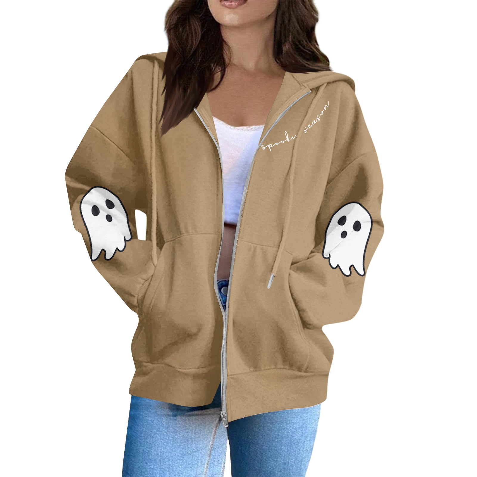 Dwralegc Fall Coats for Women 2025 Long Sleeved Hooded Sweatshirt ...