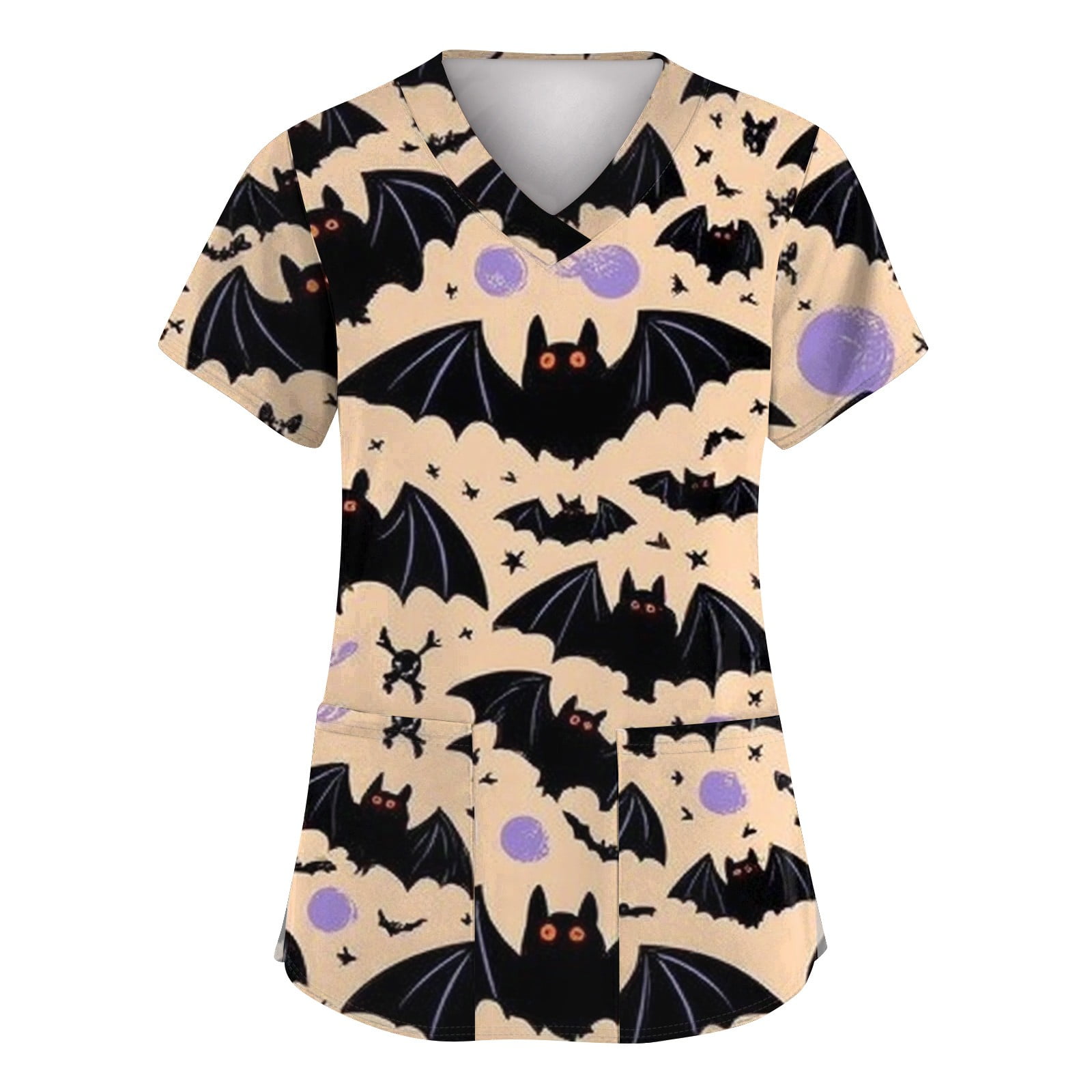 Dwralegc Halloween Scrub Tops Women Plus Size Halloween Shirts Short ...