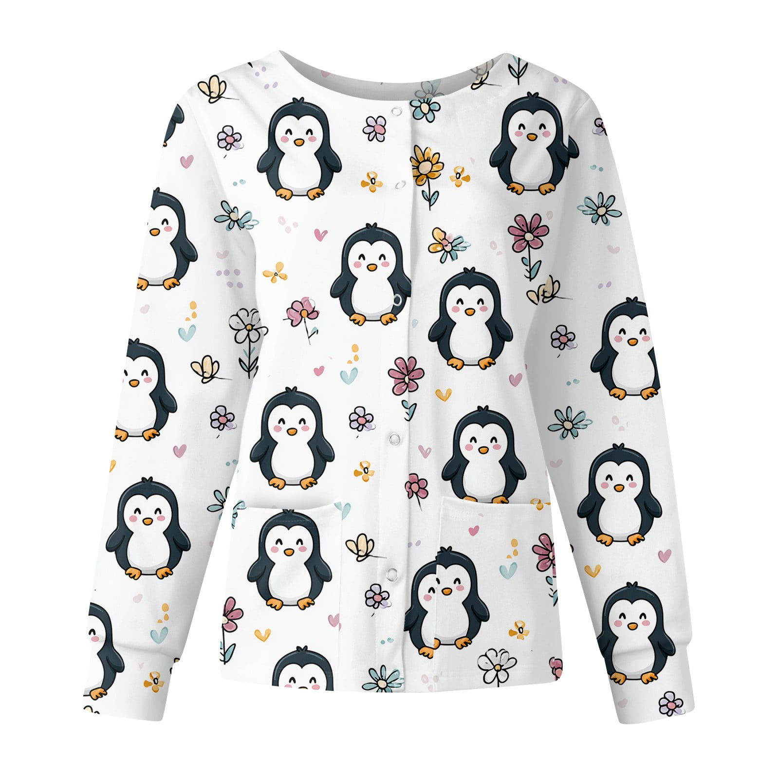 Dwralegc Khaki Scrub Jacket for Woman Clearance Cute Cartoon Print ...