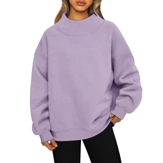 Dwralegc Mock Neck Sweatshirt Women Oversized Sweatshirt Long Sleeve ...
