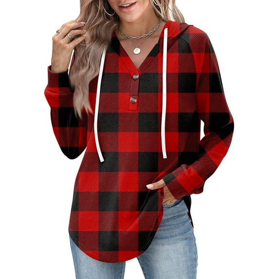 Dwralegc Oversized Hoodies for Women Long Sleeve Retro Button Down ...