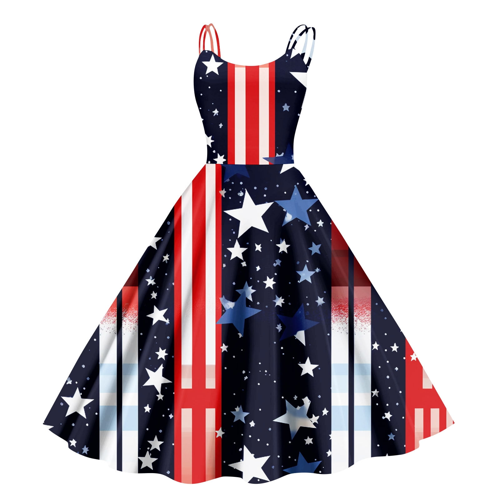 Dwralegc Plus Size 4th Of July Dress Womens American Flag Print ...