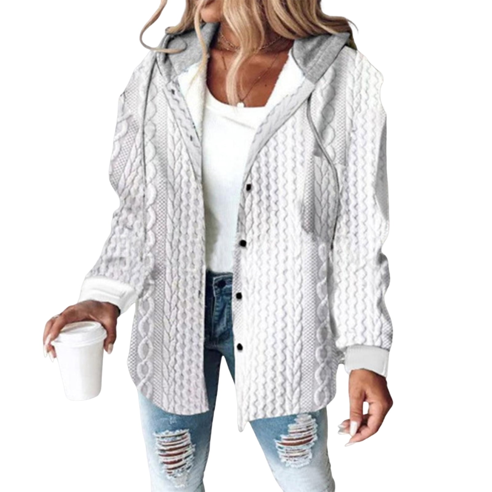 Dwralegc Shackets for Women Hooded Long Sleeve Shacket Plaid Fleece ...