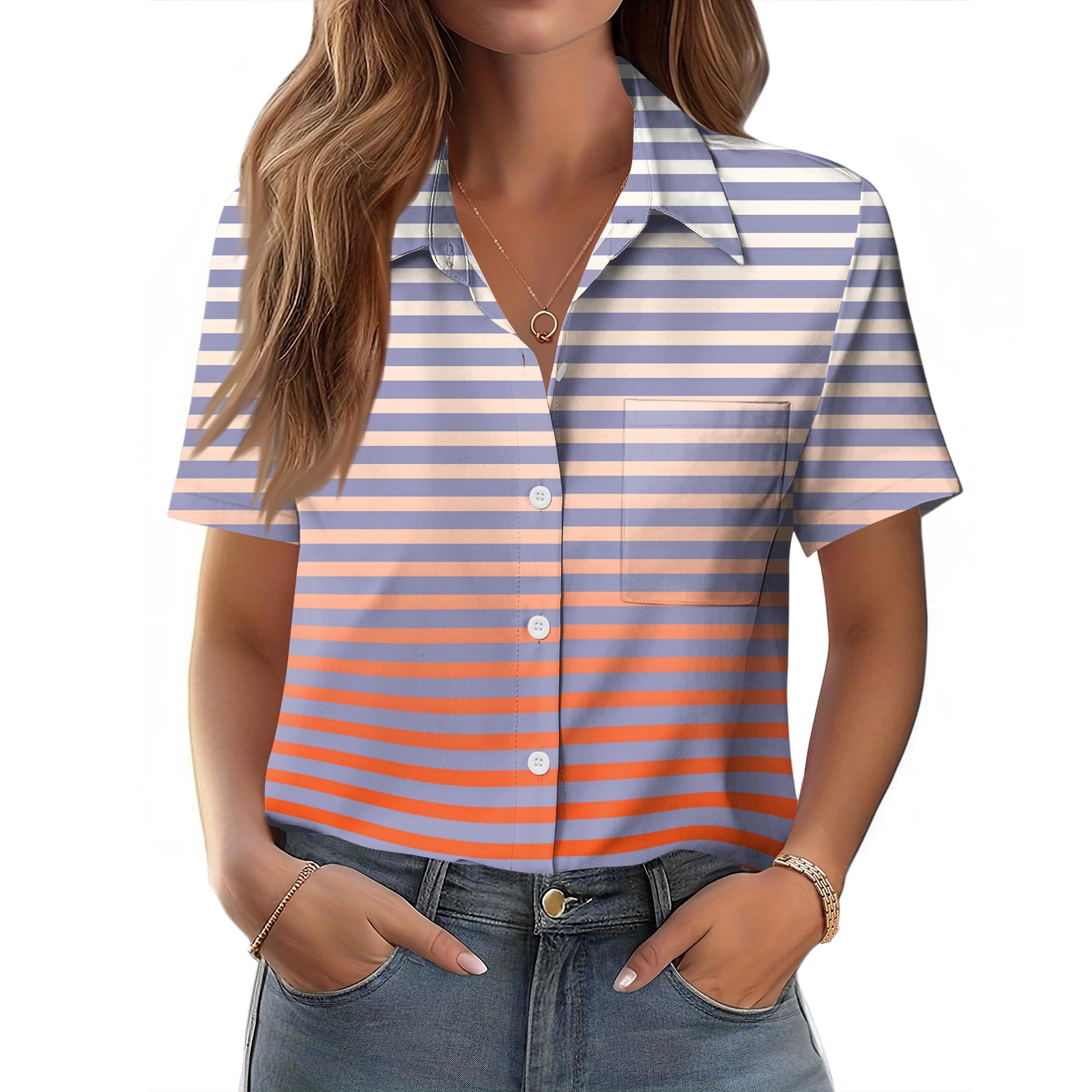 Dwralegc Shirts for Women Button Down Short Sleeve Shirts Business ...