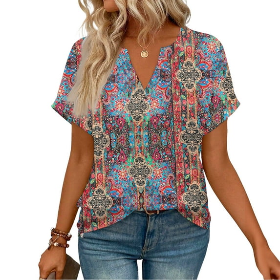 Dwralegc Shirts for Women Fashion Short Sleeve V Neck Shirt Business ...