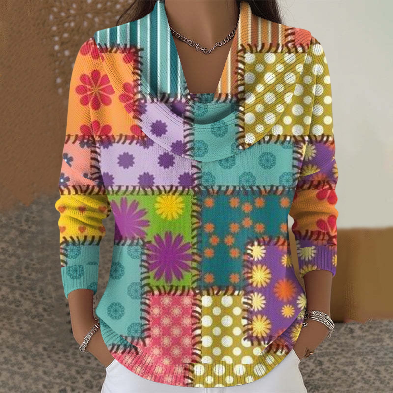 Dwralegc Sweaters for Women 2025 Trendy Multicolor Jumper Knitted ...