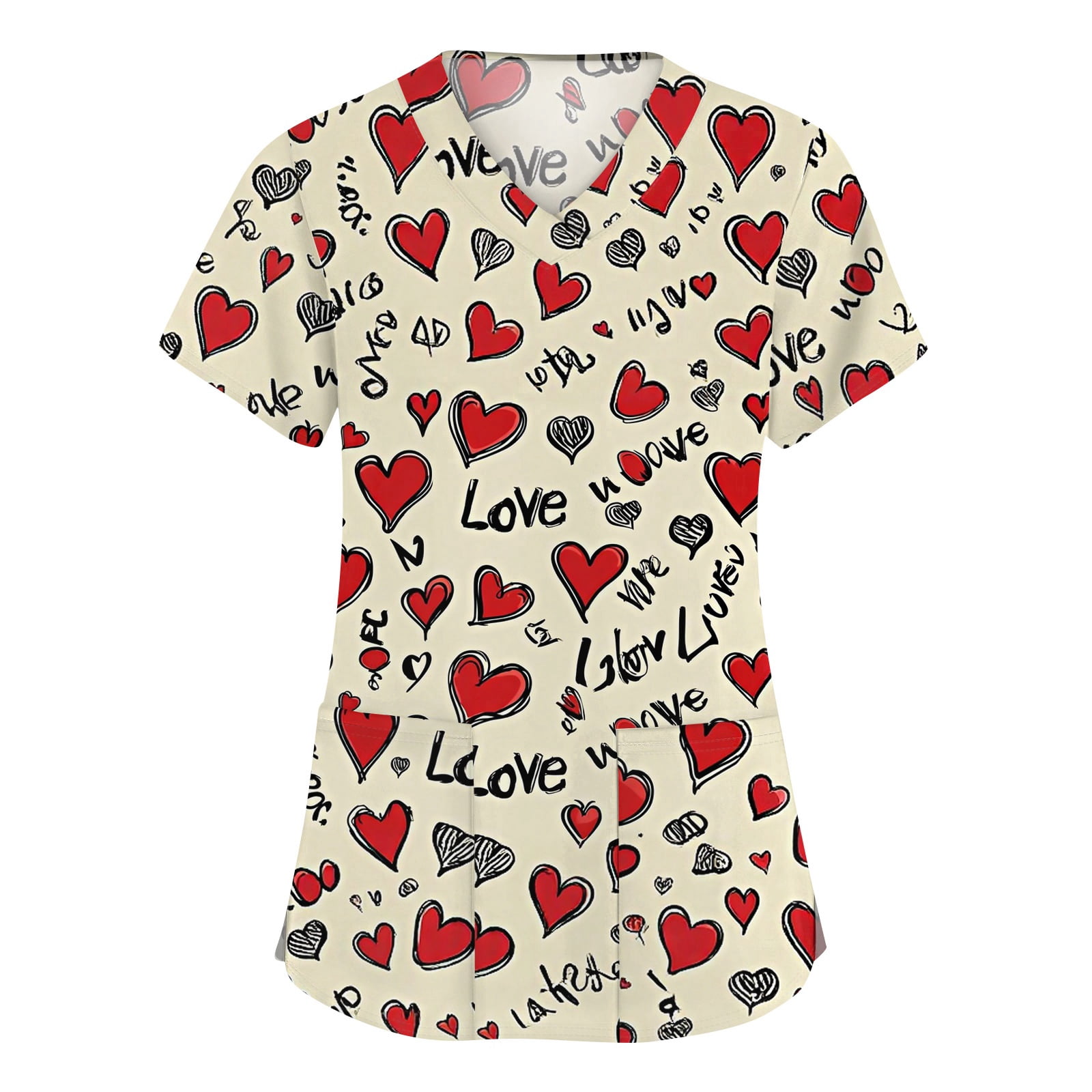 Dwralegc Valentines Day Scrub Uniforms Women Cute Lightweight Top ...