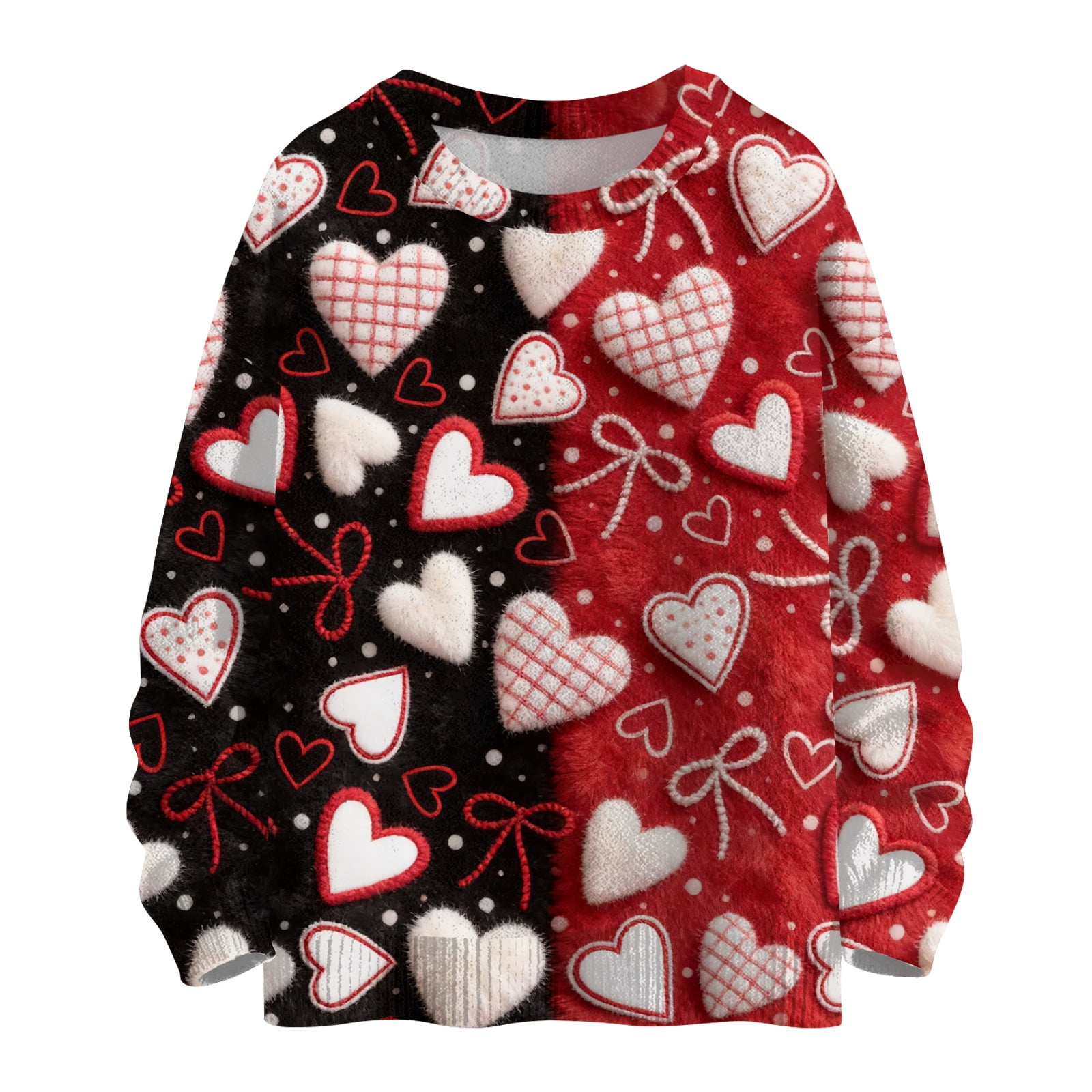 Dwralegc Valentines Sweater for Women Heart Graphic Casual Sweaters ...