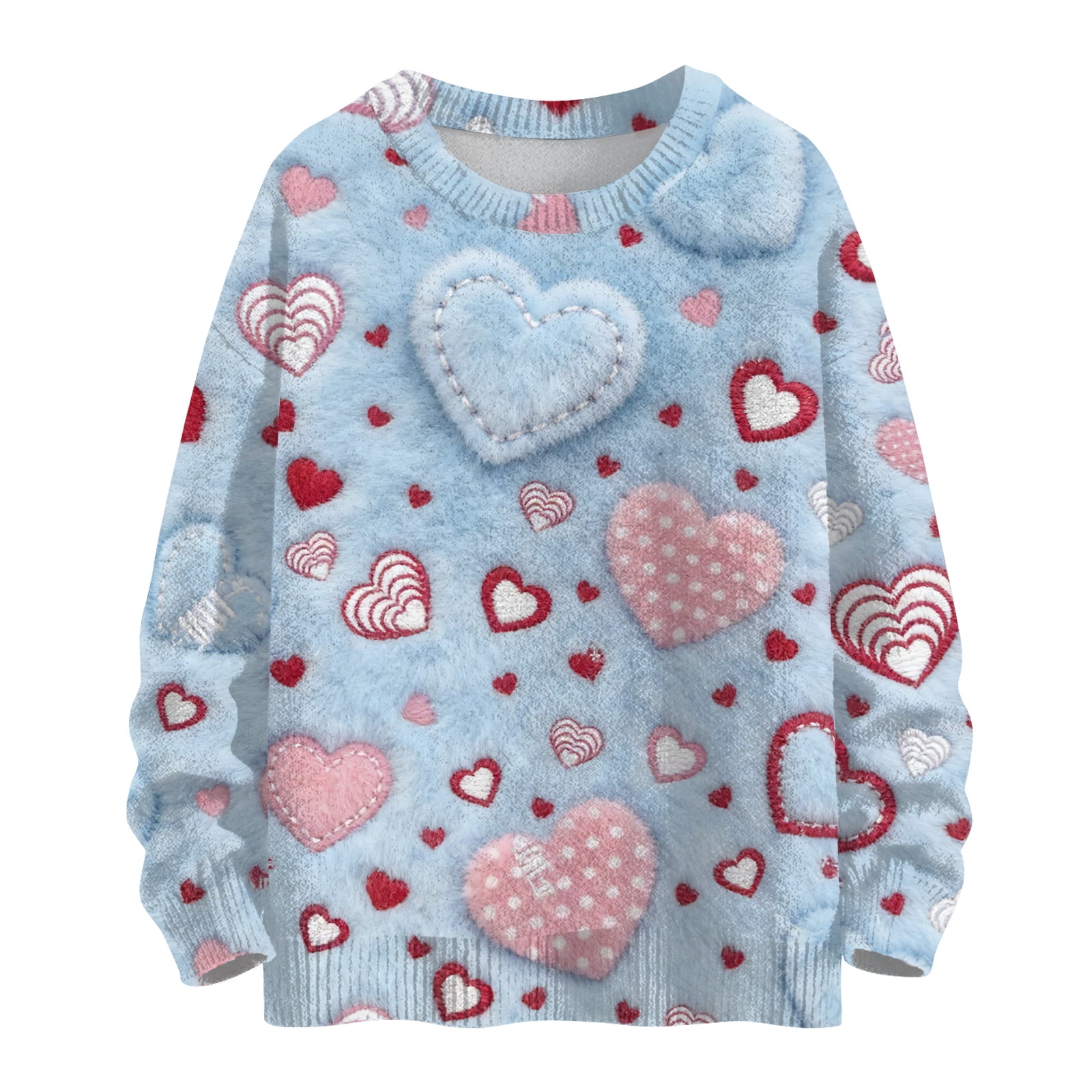 Dwralegc Valentines Sweater for Women Heart Graphic Casual Sweaters ...