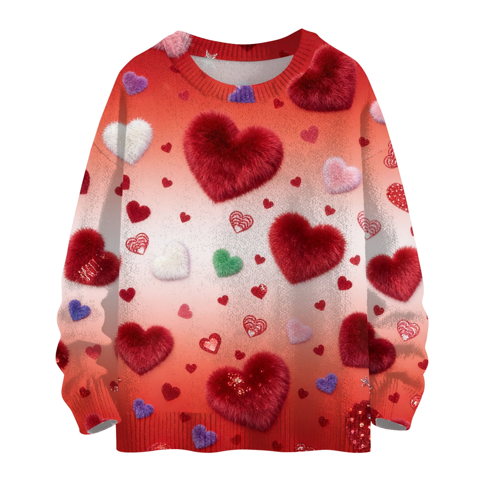 Dwralegc Valentines Sweater for Women Heart Graphic Fashion Sweaters ...