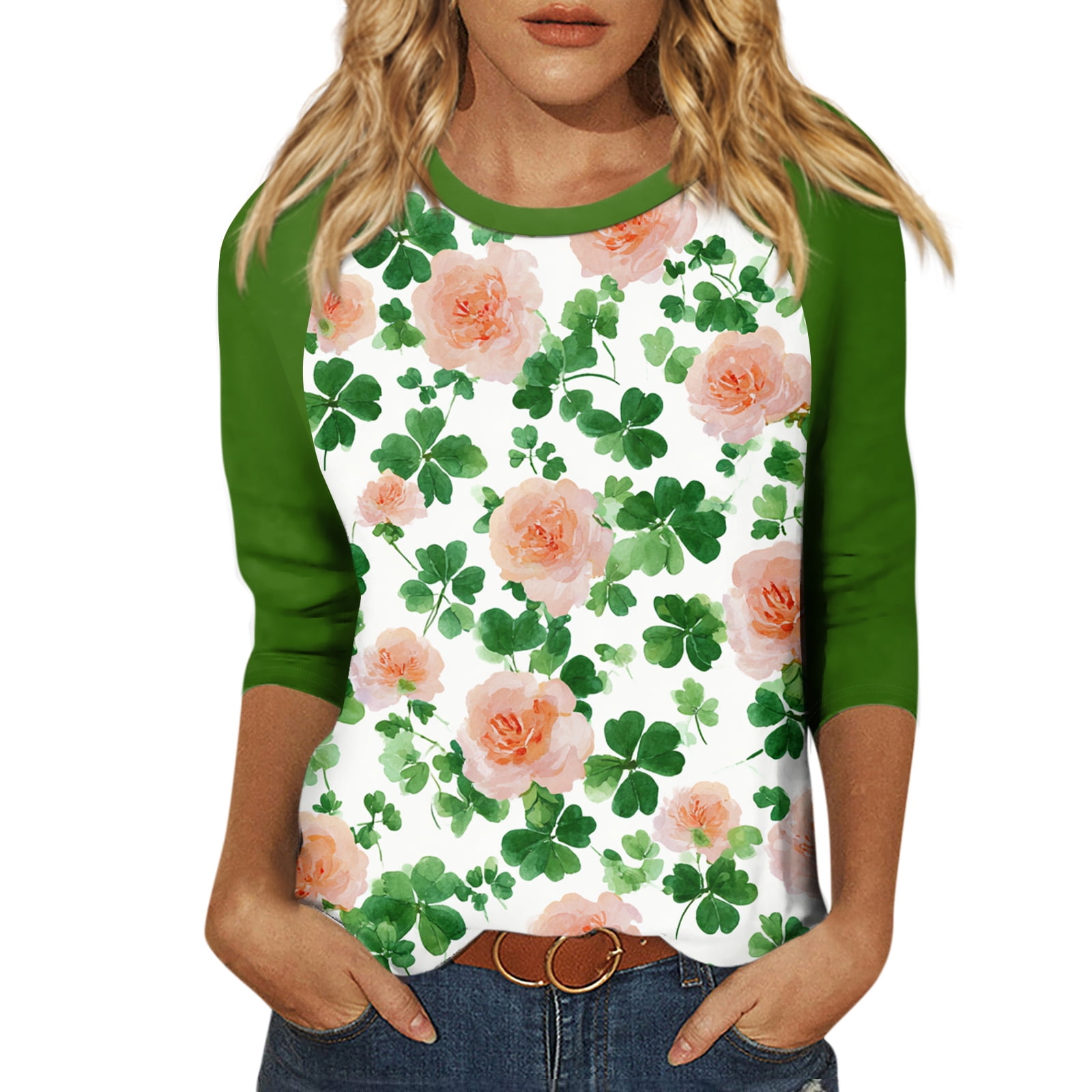 Dwralegc Vintage Tees for Women Casual Lucky 2026 3/4 Sleeve Irish ...