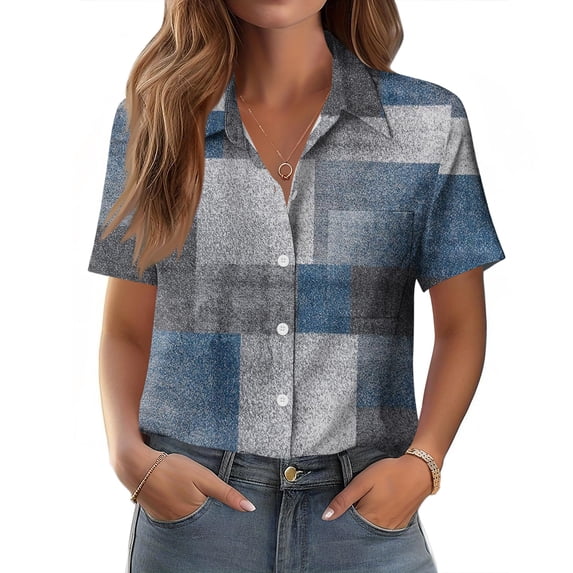 Dwralegc Women's Clothing Button Down V Neck Shirt Casual Business Work ...