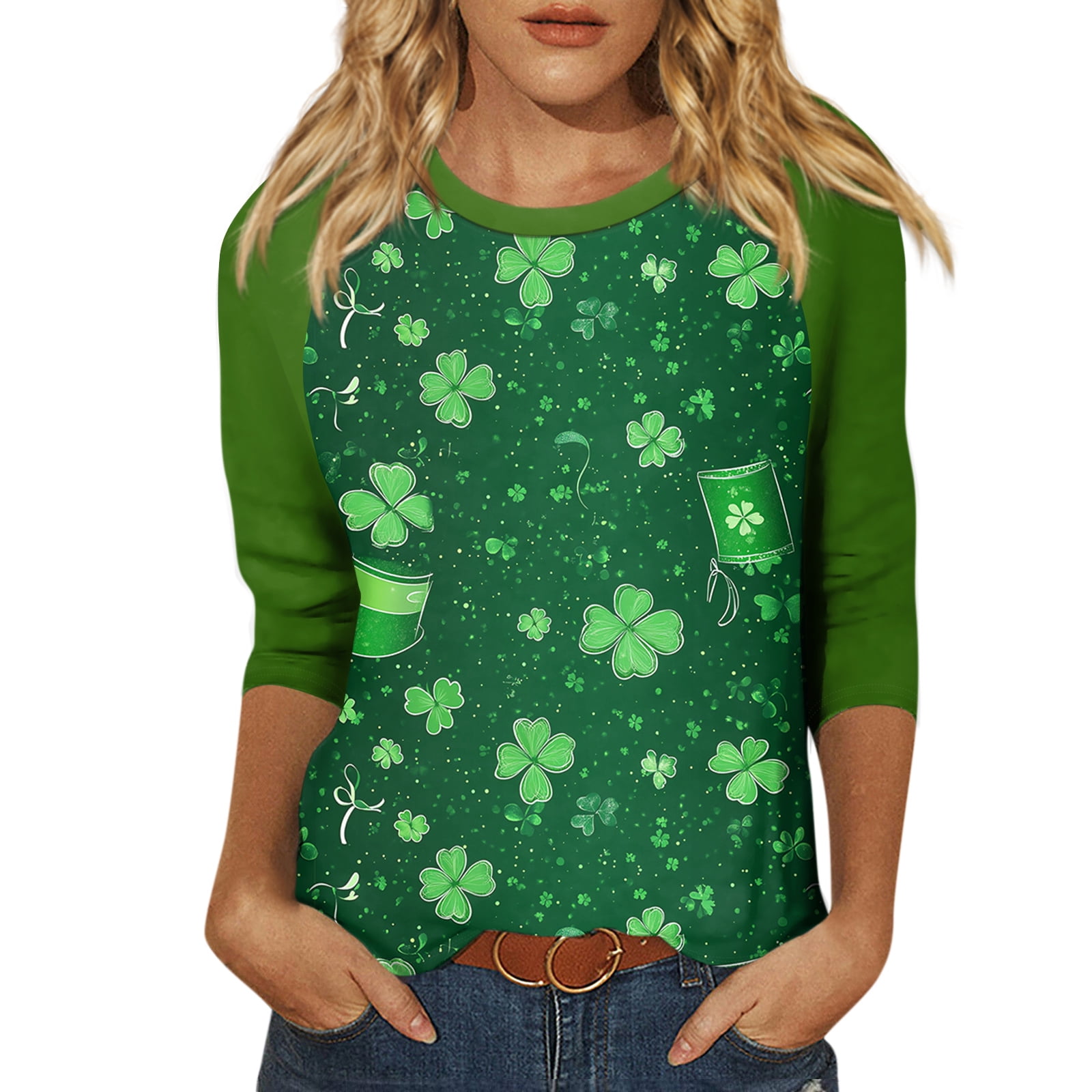 Dwralegc Women's St Patrick's Day Shirts Plus Size Fashion 2026 3/4 ...