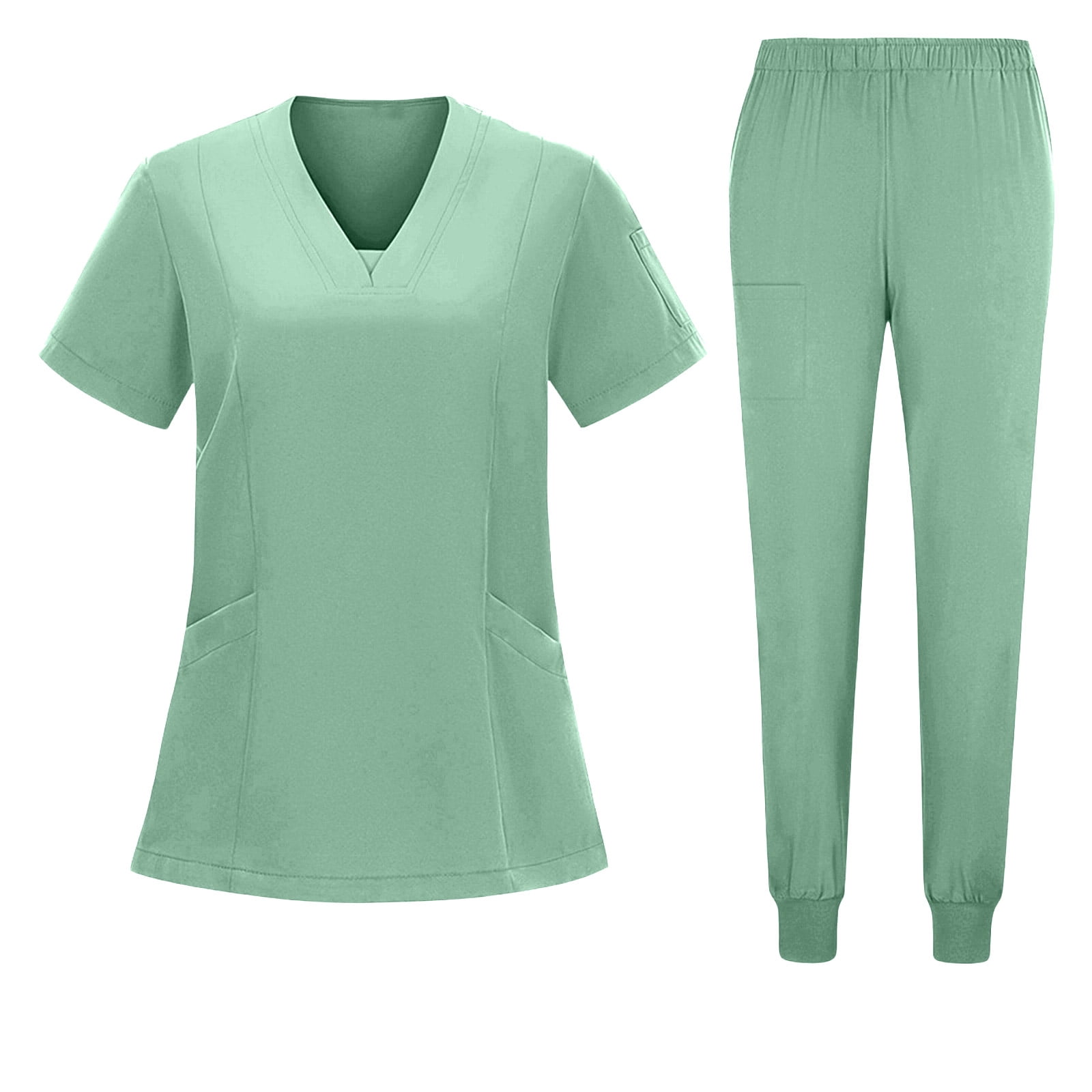 Dwralegc Womens Nurse Uniform Sets Work Plus Size Top and Pants Solid ...