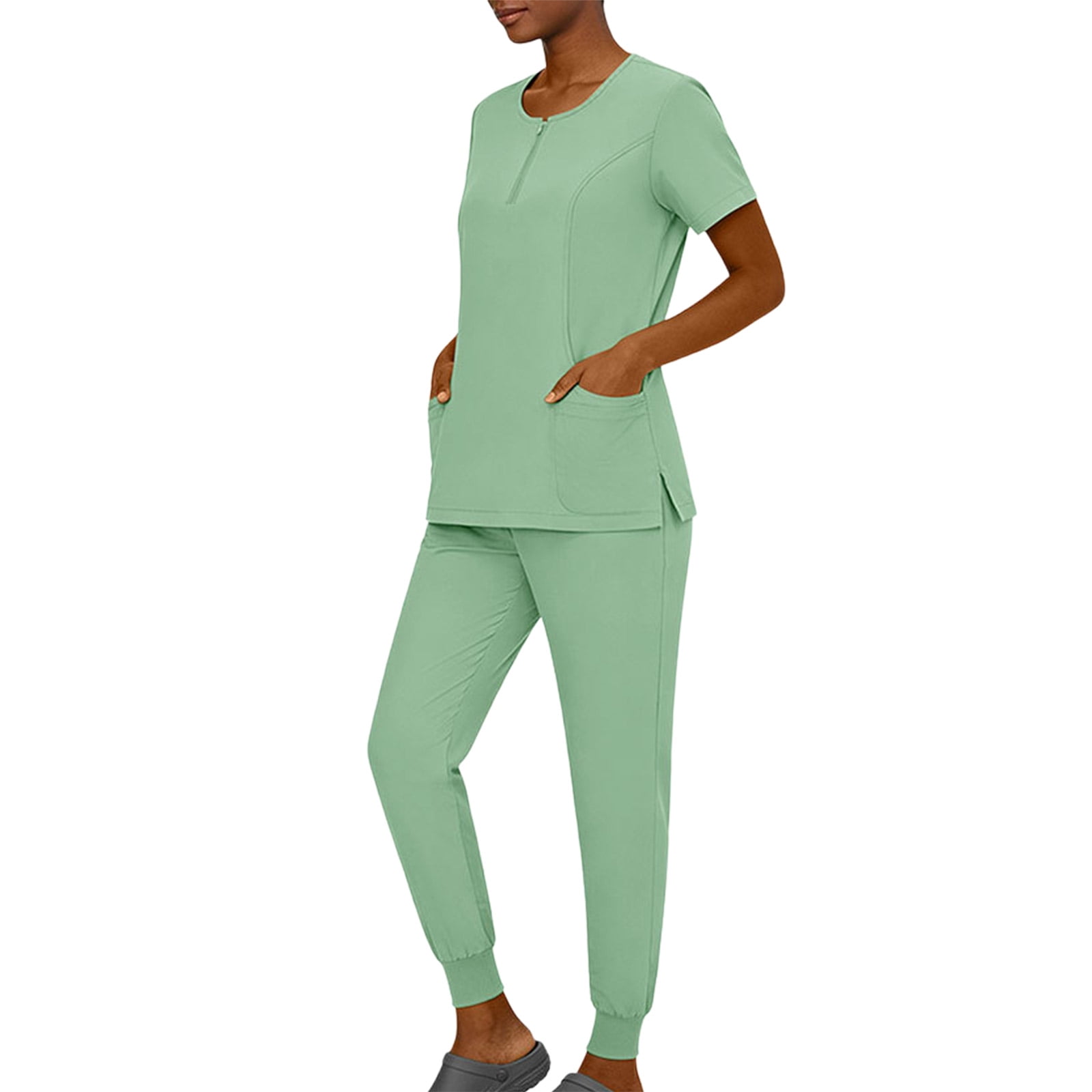 Dwralegc Womens Nurse Uniform Sets Work Uniform Suits V-Neck Short ...