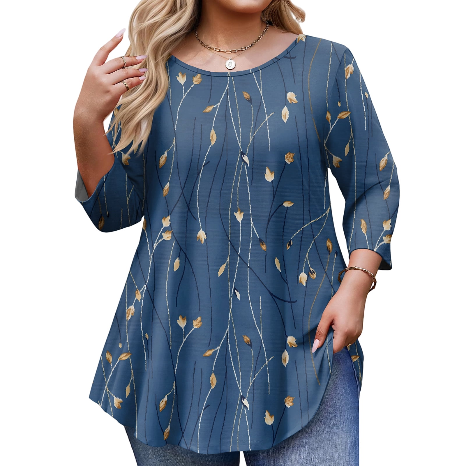 Dwralegc Womens Plus Size Tops Crewneck Tunic Plus Size Shirts with ...