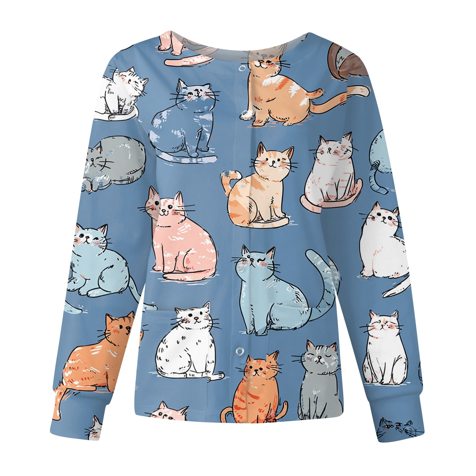 Dwralegc Womens Scrub Jacket Lightweight Lab Coat Cute Cartoon Print ...