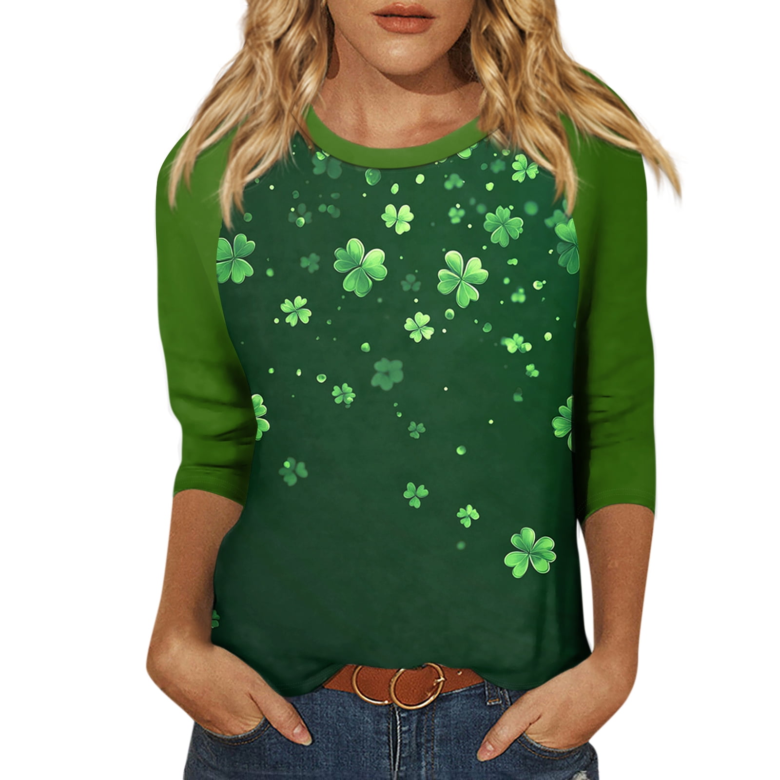 Dwralegc Womens St Patricks Day Shirt 2026 Casual Funny 3/4 Sleeve ...