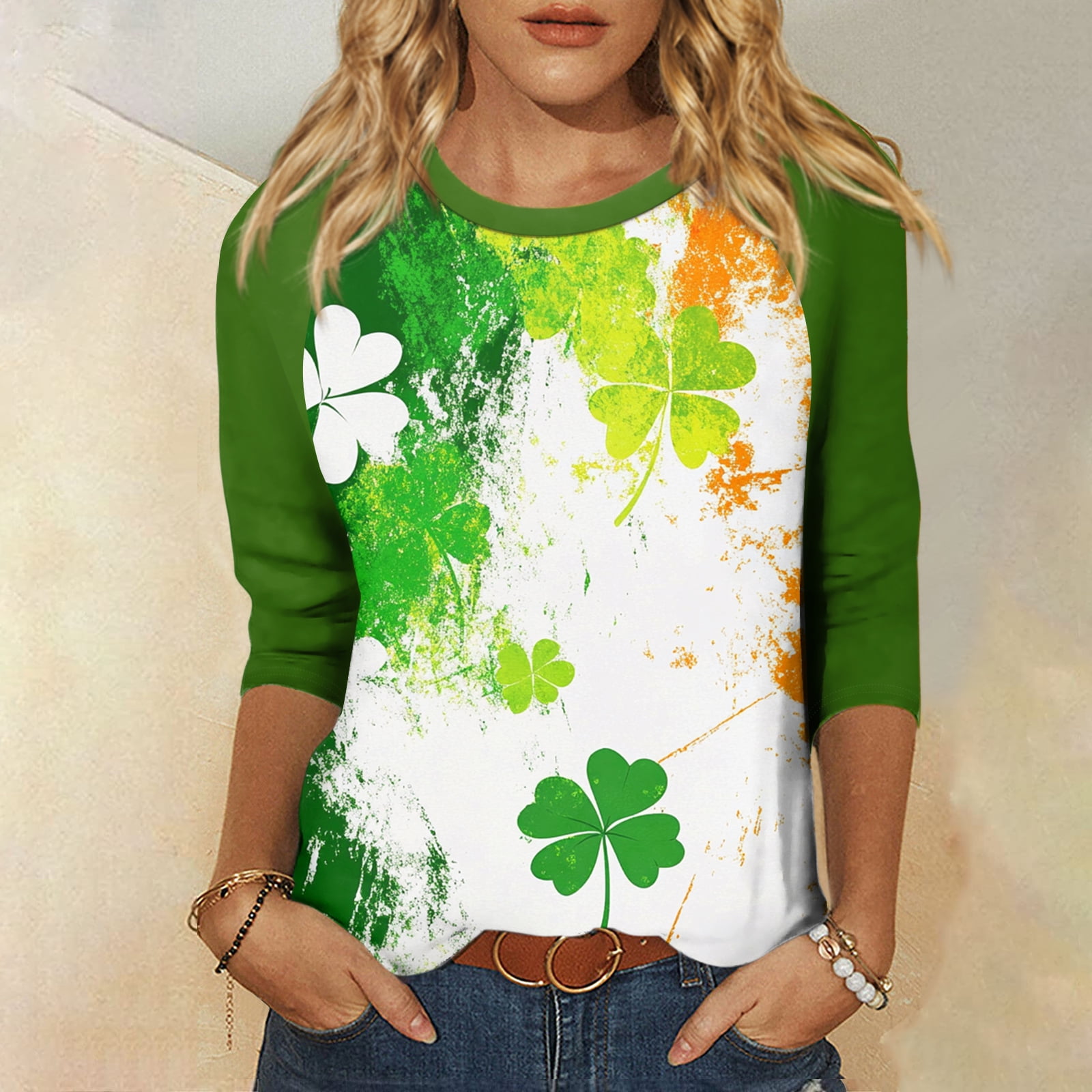 Dwralegc Womens St Patricks Day Shirt Cute 2026 Loose Fit 3/4 Sleeve ...