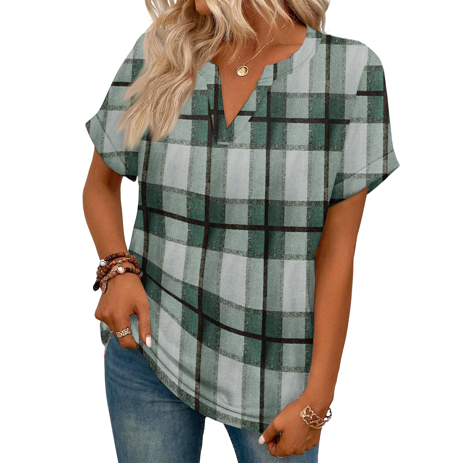 Dwralegc Womens Tops Business V Neck Short Sleeve Tee Shirts Fashion ...