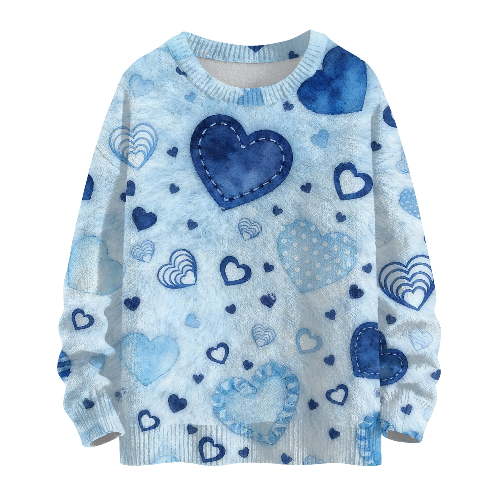 Dwralegc Womens Valentine Sweaters Heart Print Lightweight Sweaters ...