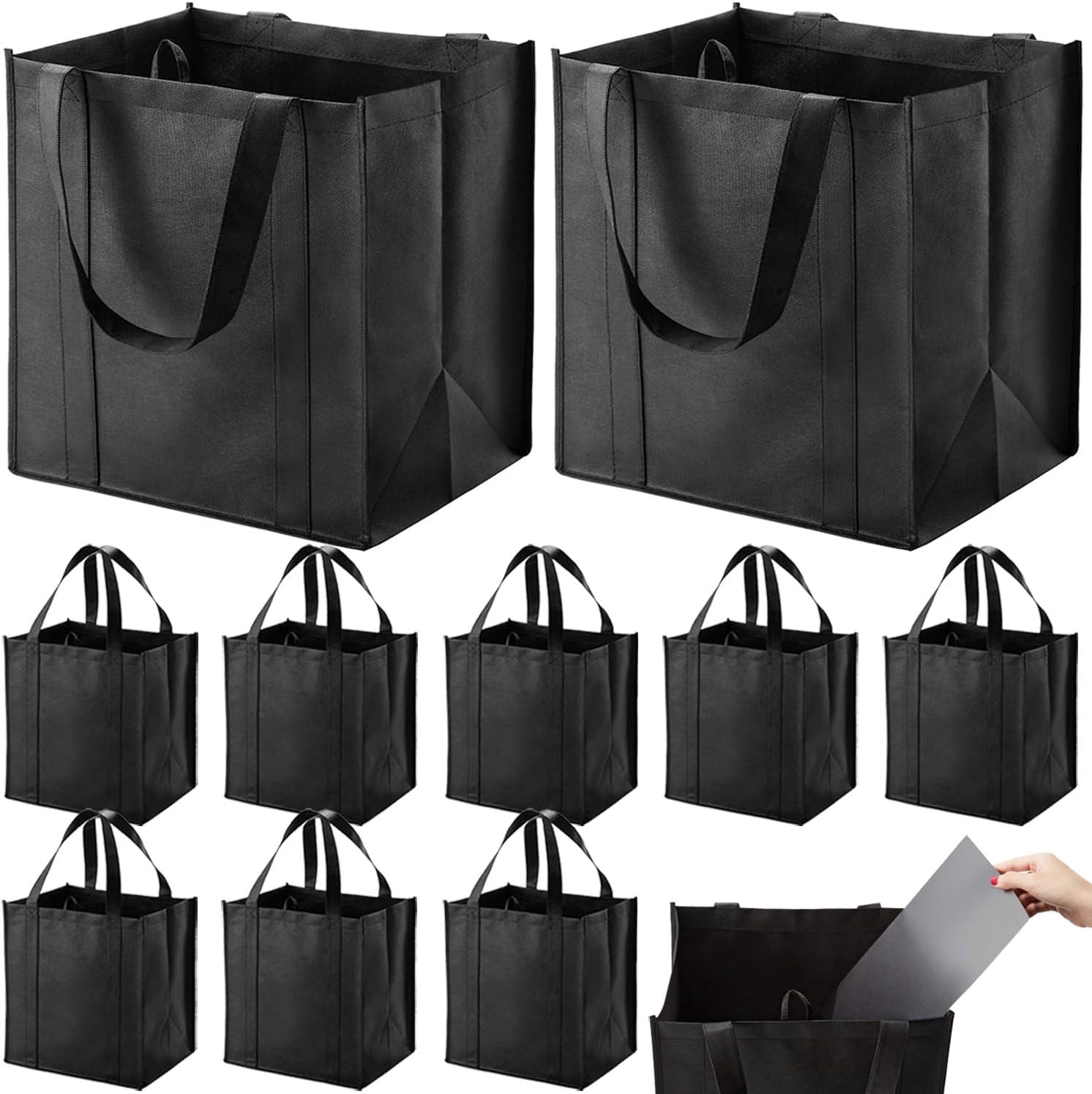 Dwutuoy 10 Pack Reusable Reinforced Handle Grocery Bags - Heavy Duty ...