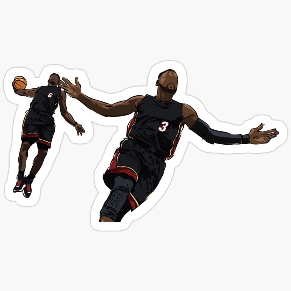 Dwyane Wade And Lebron James Iconic Miami Sketch Sticker Phone Decal ...