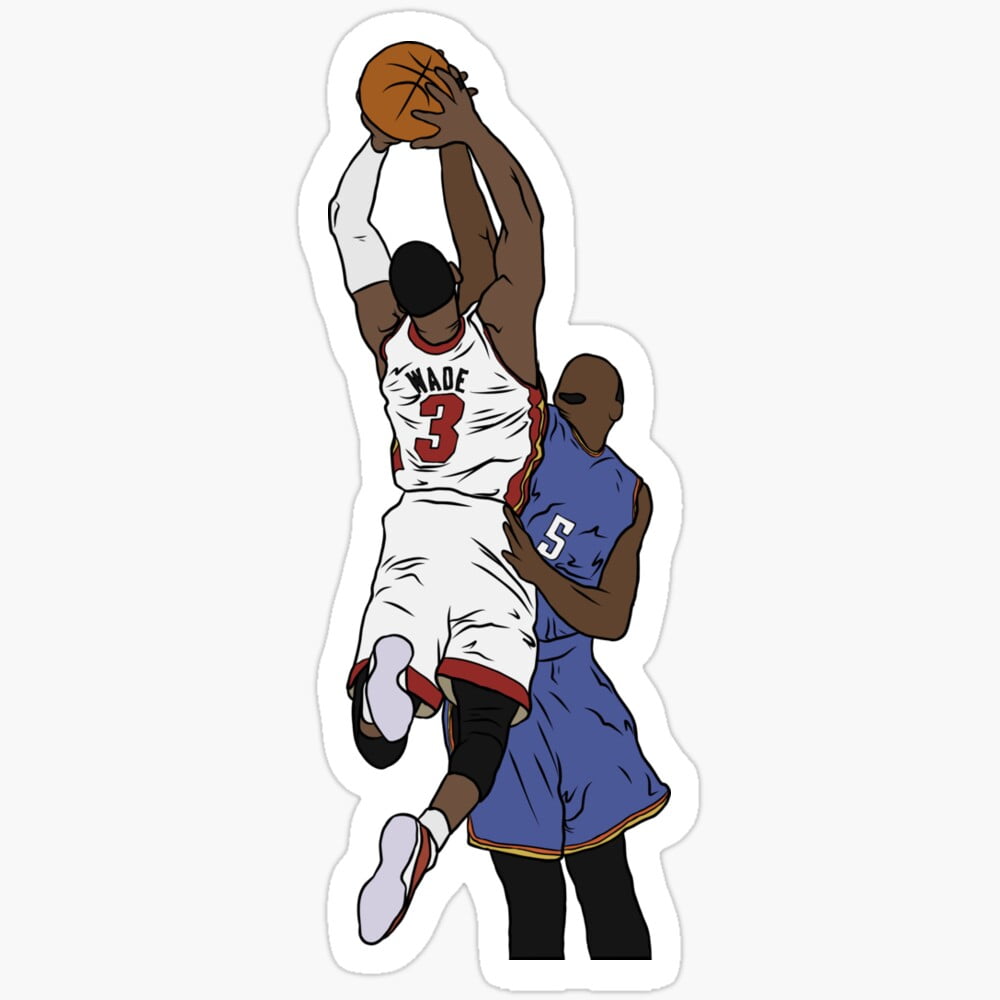 Dwyane Wade Dunks On Kendrick Perkins Sticker Phone Decal Water Bottle ...