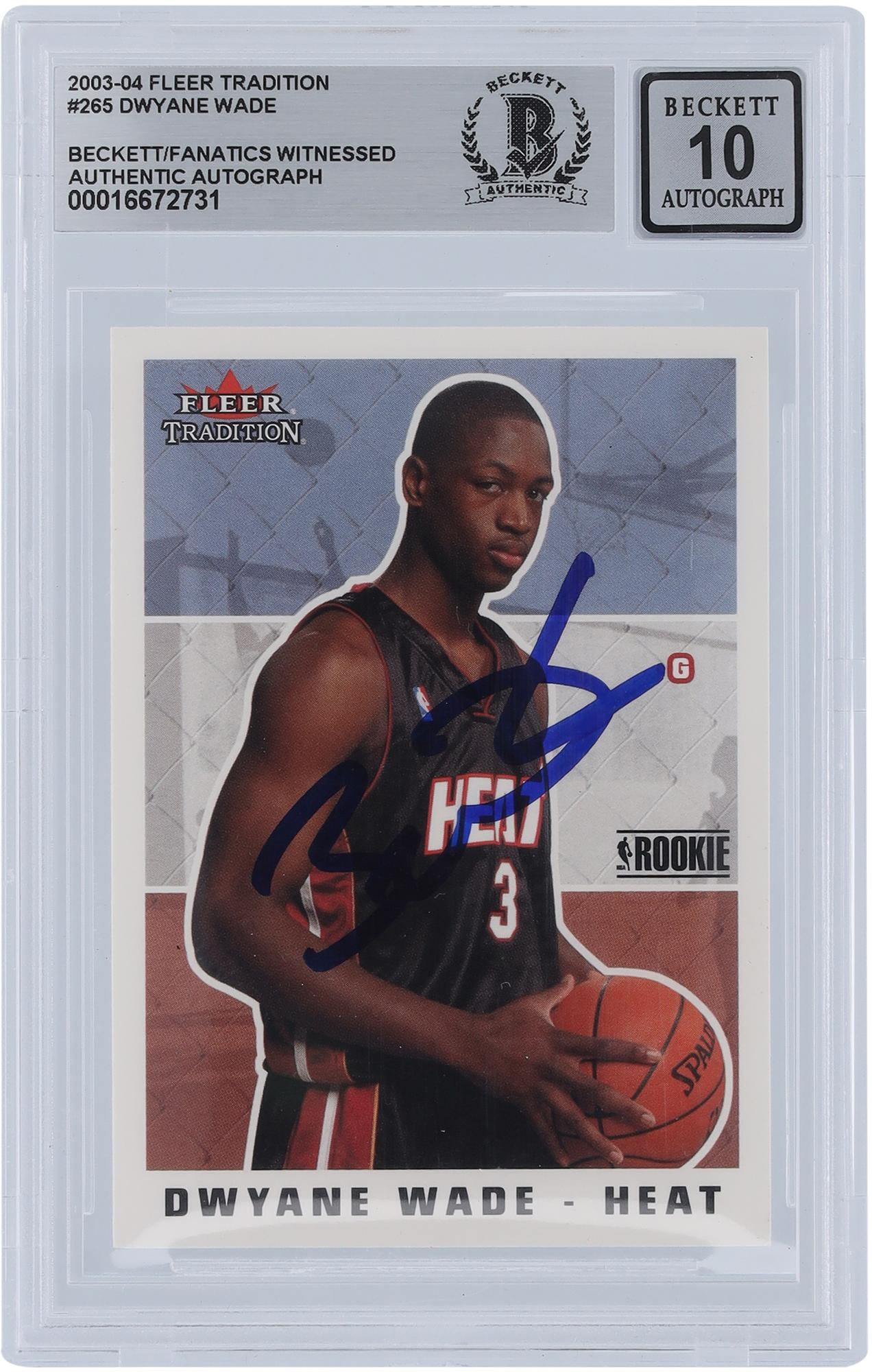 Dwyane Wade Miami Heat Autographed 2003-04 Fleer Tradition #265 Beckett ...
