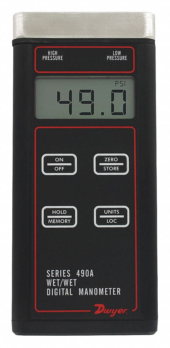 Dwyer Instruments Hydronic Manometer, 0 to 400 psi, LCD 490A-6 ...
