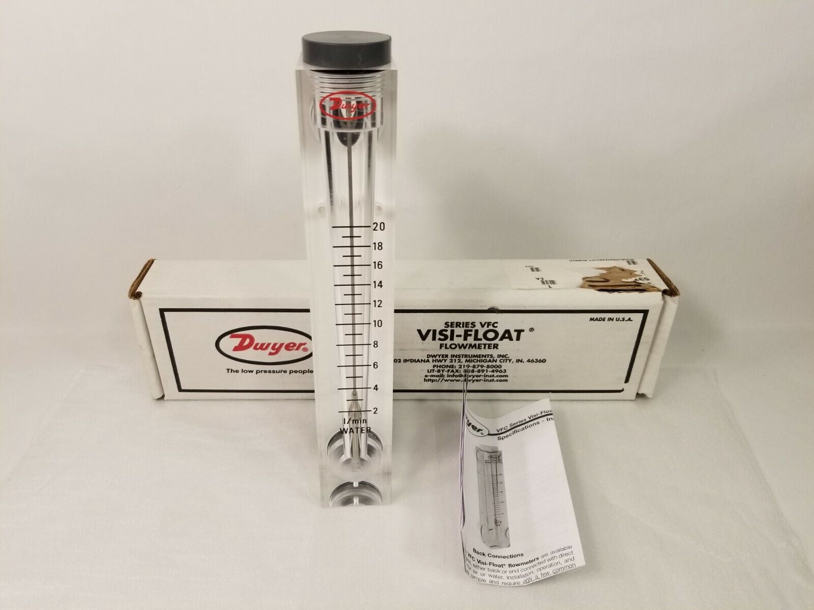Dwyer VFC-151 Flow Meter Series VFC Visi-Float 5" Scale 2-20 LPM Water ...