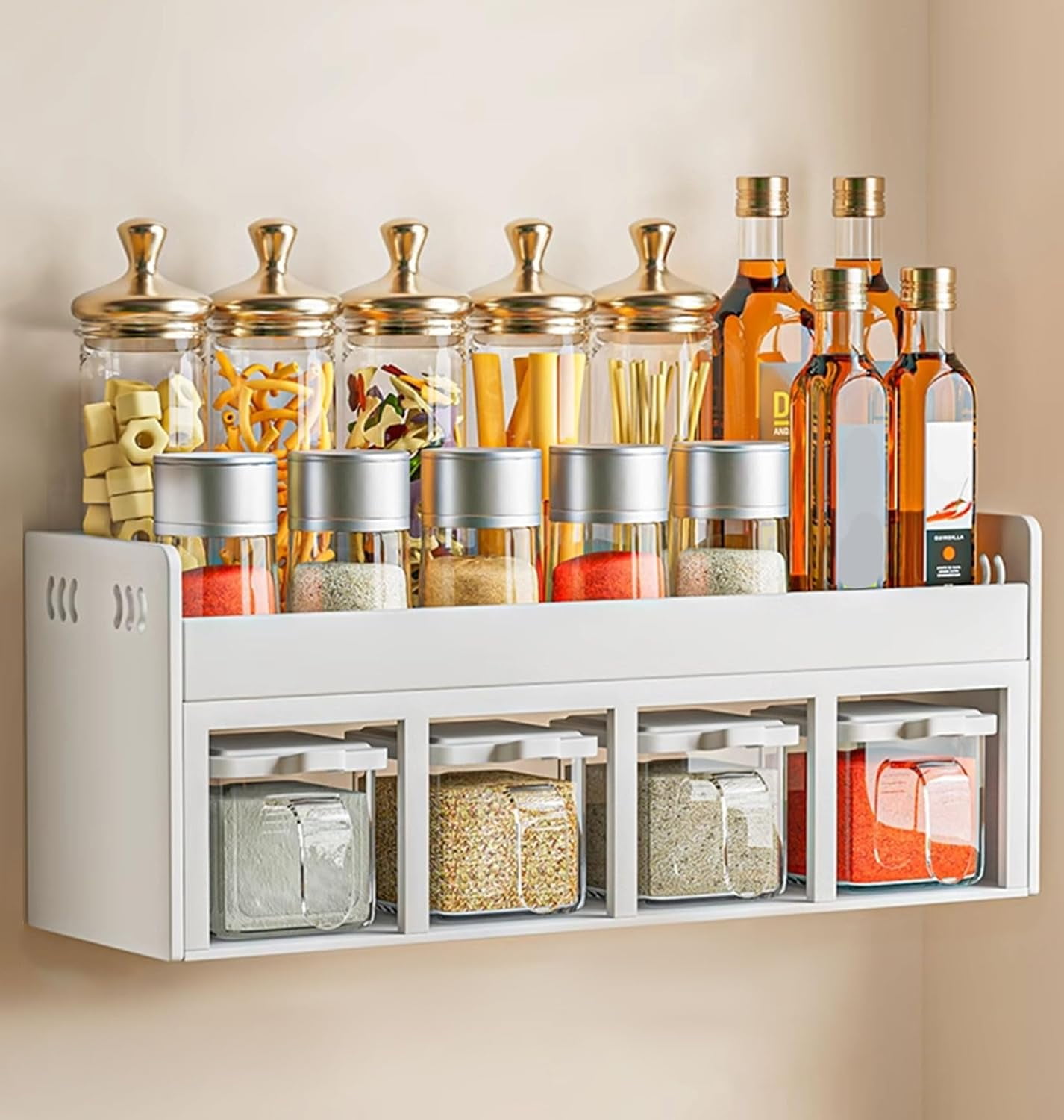 Dxcaicc Double Tier Spice Rack, Wall Mounted& Countertops Seasoning ...