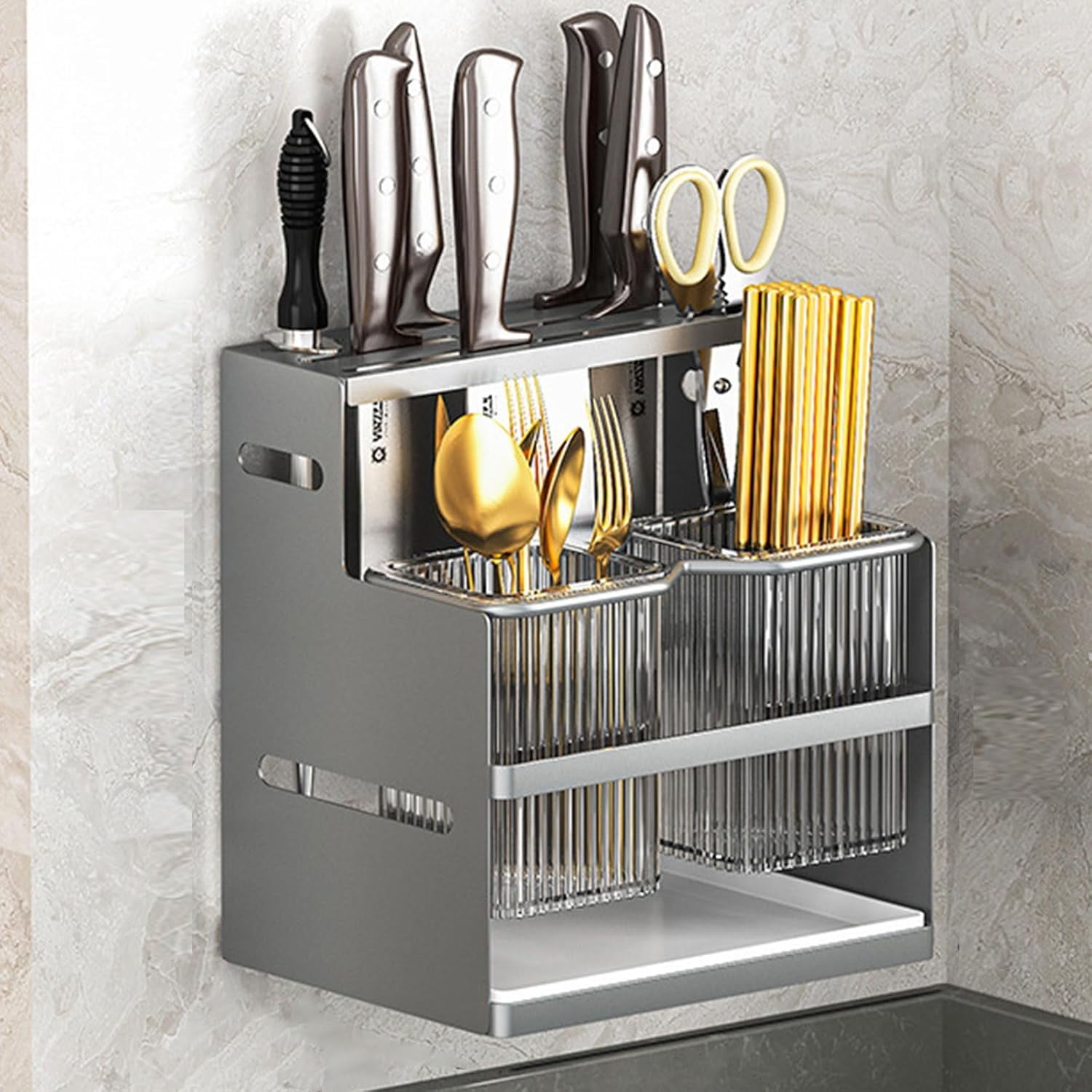 Dxcaicc Kitchen Storage Racks with Knife Holder,Tableware Utensil ...