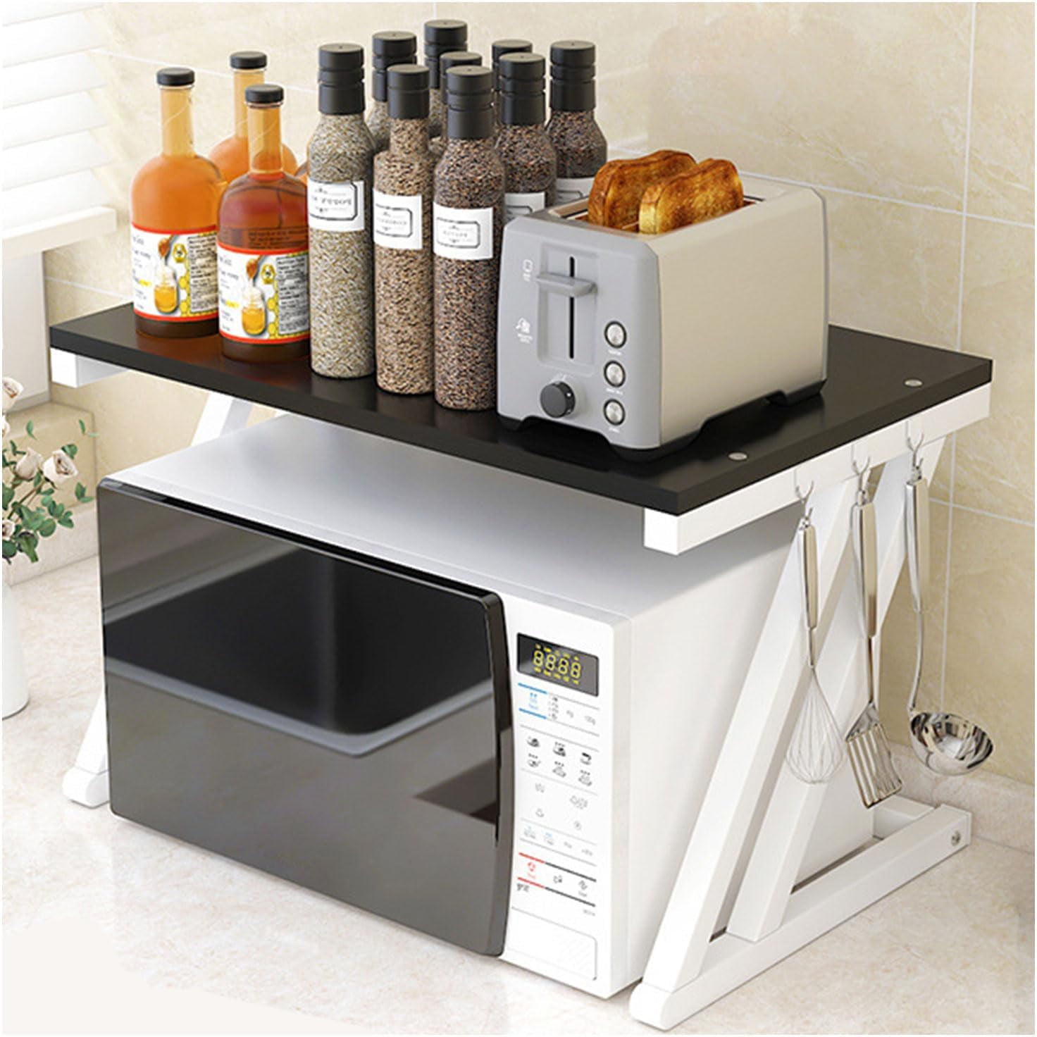 Dxcaicc Microwave Oven Rack,Expandable Microwave/Toaster Stand with ...
