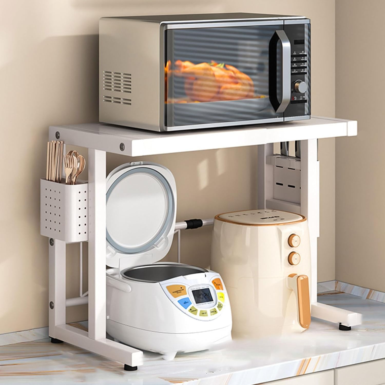 Dxcaicc Microwave Oven Shelf,Extendable 2 Tiers Adjustable Microwave ...