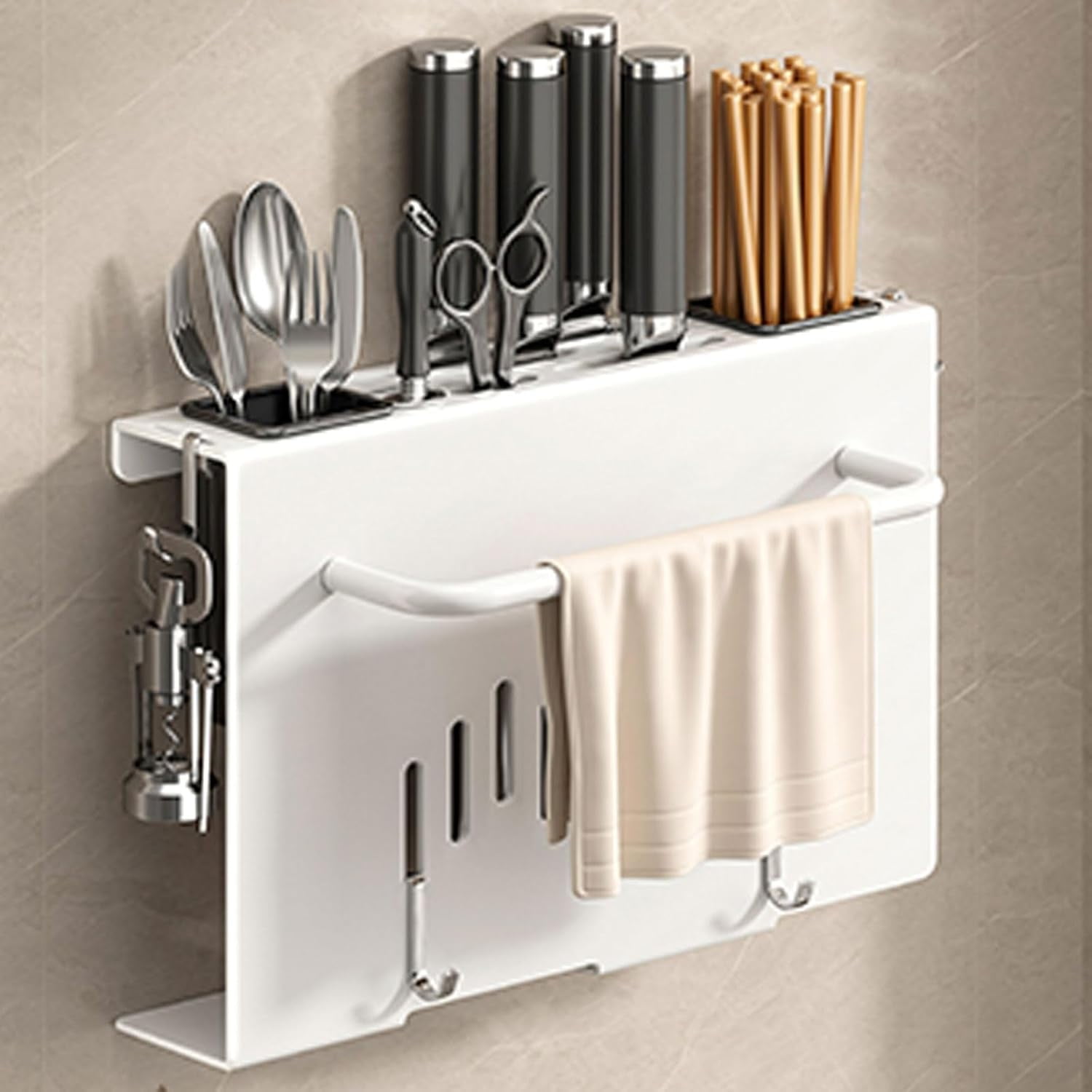 Dxcaicc Wall Mount Utensil Holder,Kitchen Utensil Rack, Multi-use Hanging Storage Organizer Rack ...