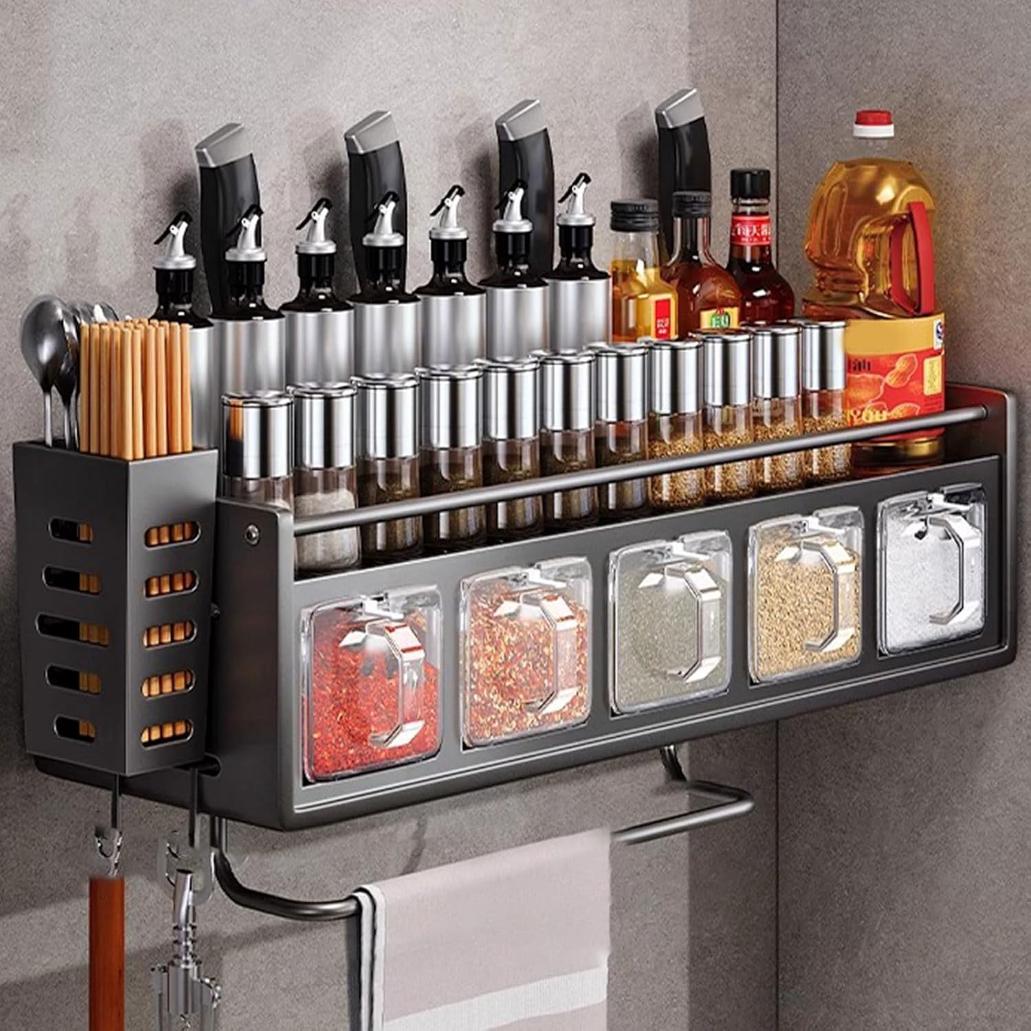 Dxcaicc Wall Mount Utensil Holder,Multifunctional Spice Organizer Shelf ...