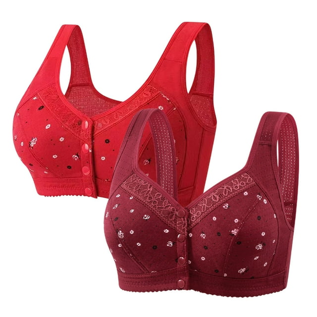 DxhmoneyHX 2 Pack Daisy Bras for Older Women Front Closure Push up Bra ...