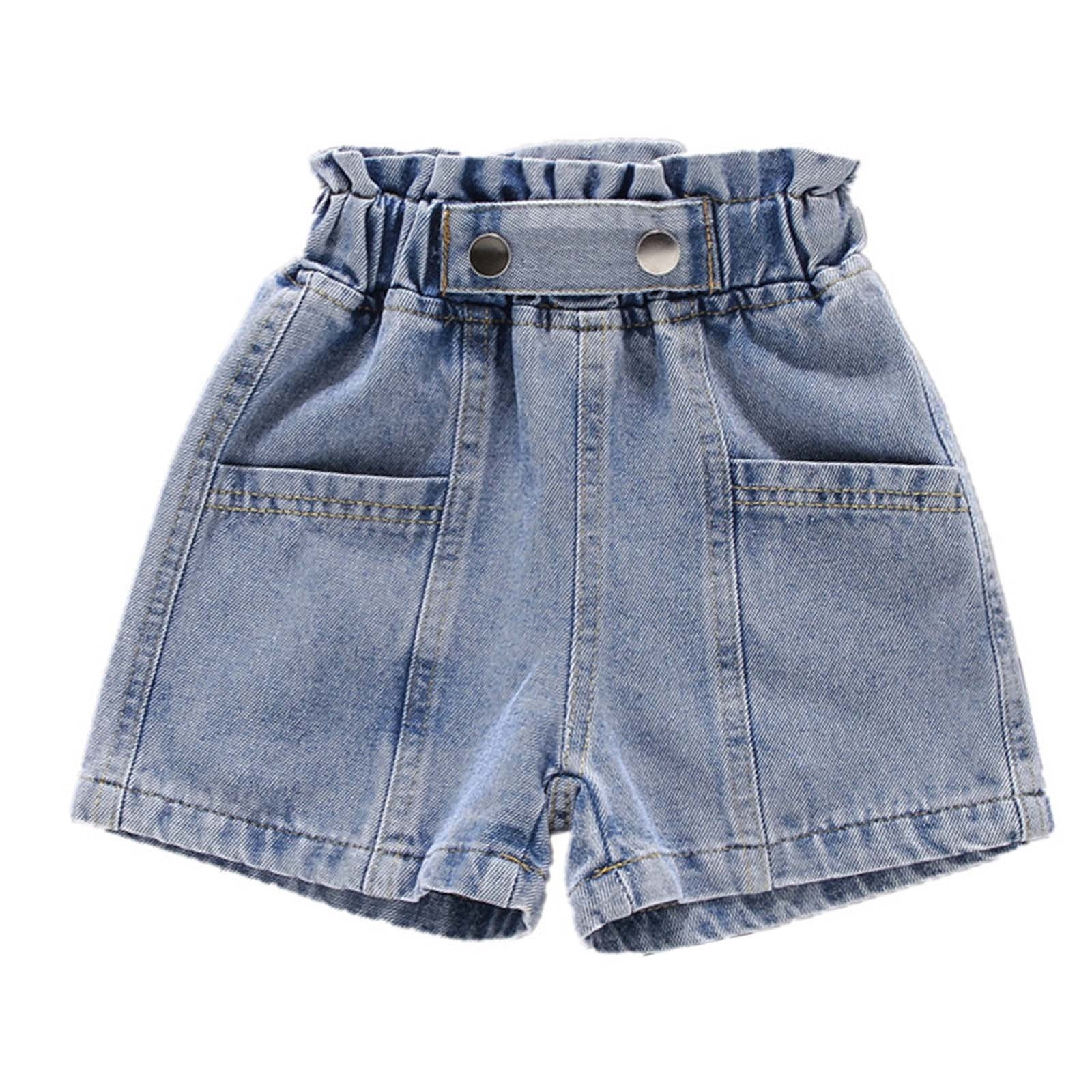 DxhmoneyHX Girls Jean Shorts Elastic Waist Wide Leg Summer Cute Denim ...