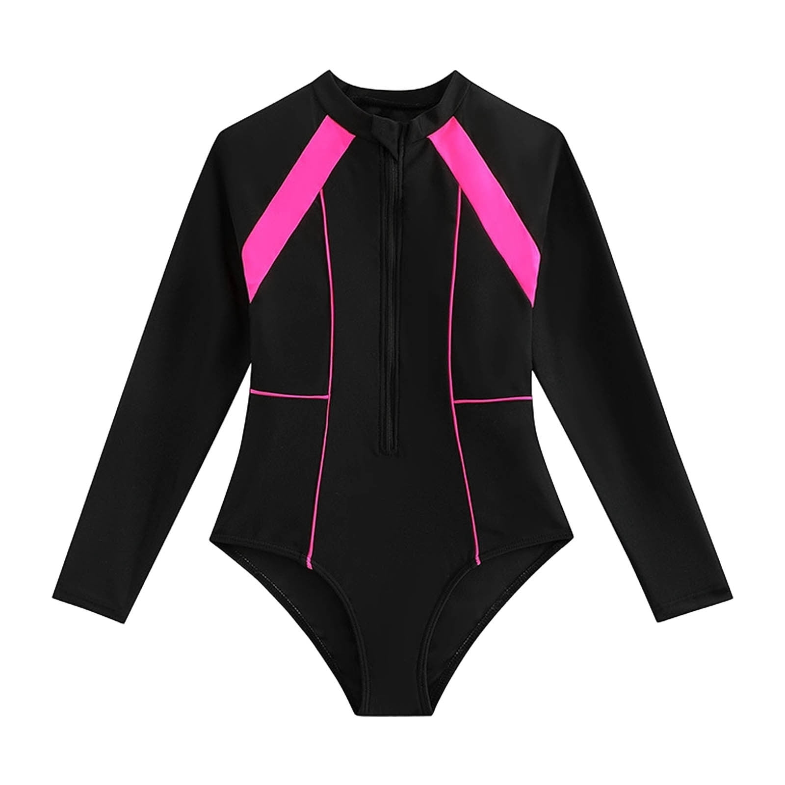 DxhmoneyHX Girls Swimsuit One Piece Half Zip Long Sleeve Athletic ...